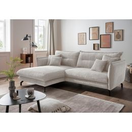 Ecksofa Home Affaire "LAVA Breite 255 cm, modern und elegant, aktuelle Kissenoptik, L-Form", silber, B:255cm H:94cm T:180cm, Sofas, Ecksofa, Armlehnen verstellbar