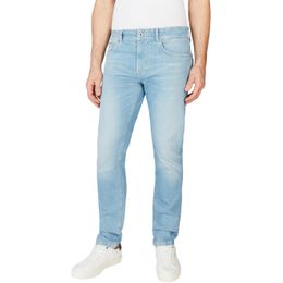 Tapered-fit-Jeans Pepe Jeans "TAPERED JEANS", Herren, Gr. 30, L&auml;nge 30, blau (blau wash), Denim/Jeans, Obermaterial: 98% Baumwolle, 2% Elasthan, gerade, unten schmal lang, Jeans
