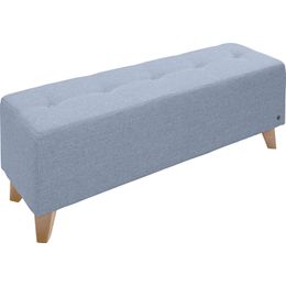 Hockerbank Tom Tailor HOME, B:121cm H:46cm T:36cmsky blau tus 6, Vintage Webstoff TUS (60% Baumwolle, 40% Leinen), Hocker, "NORDIC", mit Knopfheftung
