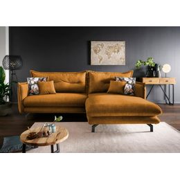 Ecksofa Home Affaire, B:255cm H:94cm T:180cmgelb, dunkel, Wohnzimmer, Sofas, "LAVA Breite 255 cm, modern und elegant, aktuelle Kissenoptik, L-Form",