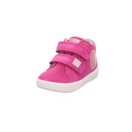 Sneaker Superfit "SUPIES WMS: mittel", Damen, Gr. 23, pink, rosa herzchen, Leder, Polyester, Veloursleder, Schuhe Sneaker, Klettschuh, mit herausnehmbarer Einlage, Gr&ouml;&szlig;enschablone zum Download
