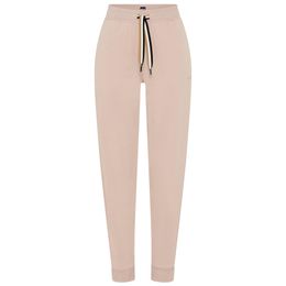 Relaxhose BOSS "CP Stripe_Pants Cuff", Damen, Gr. XXL, N-Gr, light beige 270, Sweatware, Obermaterial: 46% Baumwolle, 46% Lyocell, 8% Polyamid, Basic lang, Hosen Relaxhose, mit kontrastfarbener Kordel