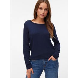 V&eacute;ro Moda Rundhalspullover VERO MODA "VMCARE STRUCTURE LS O-NECK BLOU NOOS", Damen, Gr. L, navy blazer, Strick, Obermaterial: 100% Baumwolle, Strukturmuster, unifarben, regular fit normal, Rundhals, Rippb&uuml;ndchen, Pullover Rundhalspullover, mit Strukturmuster