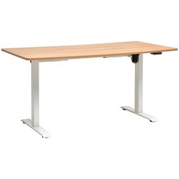 Livetastic Schreibtisch, Wei&szlig;, Eiche, Metall, Holzwerkstoff, rechteckig, eckig, 160x73-123x80 cm, h&ouml;henverstellbar, Arbeitszimmer, Schreibtische, B&uuml;rotische