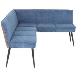 Mid.you Eckbank, Blau, Braun, Metall, Textil, 5-Sitzer, L-Form, 194x154 cm, Esszimmer, B&auml;nke, Eckb&auml;nke