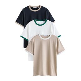 next T-Shirt 'Ringer' Herren Gr&ouml;&szlig;e XS beige / marine / wei&szlig;