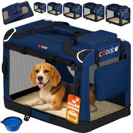 Cadoca Hundebox faltbar L 70x52x50cm Blau