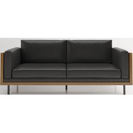 3-Sitzer Playboy "Shelby", schwarz, B:207cm H:83,5cm T:83cm, Sofas, Sitzschale aus Massivholz