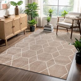Teppich Sanat "Trellis", beige, B:60cm H:10mm L:110cm, Kunstfaser, Teppiche, Teppich, Kurzflor, skandi, boho, auch als L&auml;ufer und in rund