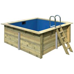 Rechteckpool Karibu "Holzpool Milano", braun, B:353cm H:124cm L:320cm &Oslash;:476,5cm, Schwimmbecken, BxLxH: 353x320x124 cm, kesseldruckimpr&auml;gniert