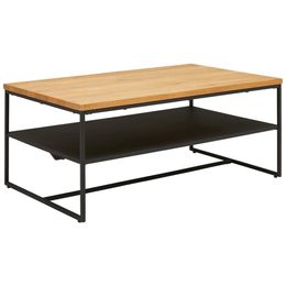 Novel Couchtisch, Schwarz, Eiche, Holz, Metall, Holzwerkstoff, Eiche, furniert, massiv, rechteckig, eckig, Flachrohr, 65x44x105 cm, offenes Fach, Wohnzimmer, Wohnzimmertische, Couchtische, Couchtische Metall