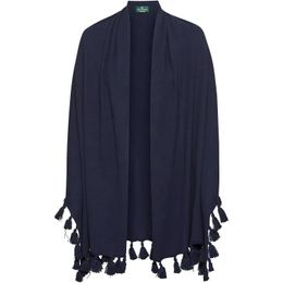Luise Steiner Poncho mit Bommeln Marine