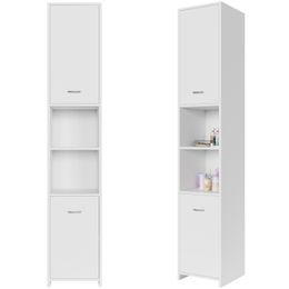 Casaria Badezimmerhochschrank Neapel Wei&szlig; 180x30x30cm