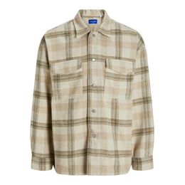 Jack & Jones JACK & JONES Hemd 'JORVesterbro' Herren Gr&ouml;&szlig;e XL beige / oliv / wollwei&szlig;