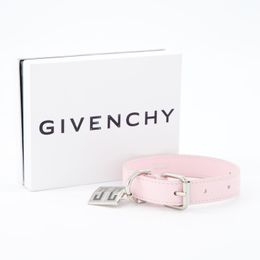 Givenchy Rosafarbenes Hundehalsband aus Leder mit Logo-Anh&auml;nger
