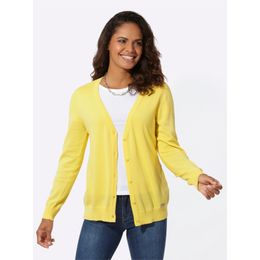 WITT Damen Strickjacke mit Knopfleiste, zitrone, Gr&ouml;&szlig;e 36
