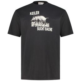 Gro&szlig;e Gr&ouml;&szlig;en Hubertus T-Shirt mit Motiv-Print Farbe schwarz Gr&ouml;&szlig;e: 6XL