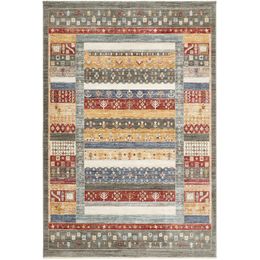 Teppich LUXOR living, B:120cm H:11mm L:160cmgr&uuml;n, multi, Polyester, Wohnzimmer, Teppiche, "Rocco", Vintage-Look, verschiedene Designs, mit Fransen,