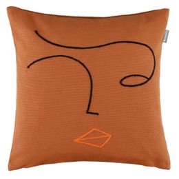 Dekokissen Musterring, B:38cm L:38cmorange, Obermaterial: 70% Polyester, 30% Leinen, Dekokissen_Sitzkissen_Kissenh&uuml;llen, "Visage", mit Leinen