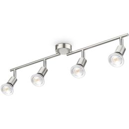 B.K.LICHT Deckenleuchte, 4, H: 10,5cm, 1 Stk., grau, Wohnzimmer, Leuchten, 4-flammig, LED Deckenlampe, dreh- schwenkbar, neutralwei&szlig;, matt-nickel