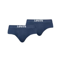 Levi's LEVI'S Herren Slip "LEVIS MEN SOLID BASIC BRIEF ORG CO 2P", Gr. L, blau, Obermaterial: 95% Baumwolle, 5% Elasthan, Unterhosen, mit kontrastreichem