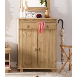 Kommode Home Affaire, B:74cm H:100cm T:35cm, beige, Massivholz, Schlafzimmer, Sideboards, "Indra", 74 cm breit