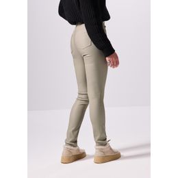 Damen Lederimitathose, beige, Gr. 44, STREET ONE STUDIO, unifarben, Stoff, 76% Viskose, 21% Nylon, 3% Elasthan, Hosen, High Waist