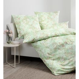 Bettw&auml;sche Janinegr&uuml;n rosa, Mako-Satin, Obermaterial: 100% Baumwolle, Bettw&auml;sche, "MILANO 45127 07 155x200,80x80", mit Rei&szlig;verschluss