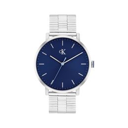 Calvin Klein Quarzuhr "CK REAL"silberfarben, blau, Armbanduhren, Armbanduhr, Herrenuhr, Edelstahlarmband, analog