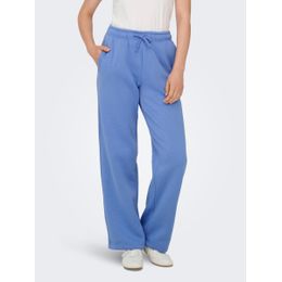 Only Damen Sweathose "ONLBEST STRAIGHT PANT SWT NOOS", blau, Gr. S, unifarben, Sweatware, Obermaterial: 65% Polyester, 35% Baumwolle, Hosen