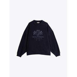 Damen Sweatshirt "CRV RLX VARSITY CREST SWTSHRT", blau, Gr. 52, Tommy Hilfiger Curve, unifarben, Sweatware, Obermaterial: 64% Baumwolle, 36%