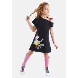 DENOKIDS M&auml;dchen Sommerkleid "Unicorn Rock", schwarz, Gr. 140, bedruckt, Jersey, 100% Baumwolle, Kleider, mit Einhorn-Print