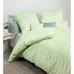 Bettw&auml;sche Janine, gr&uuml;n, Interlock-Jersey, Obermaterial: 100% Baumwolle, Bettw&auml;sche, "CARMEN S 55124 06 * 155X220,80x80", mit Rei&szlig;verschluss
