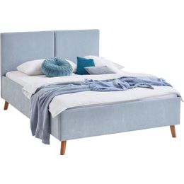 Meise M&ouml;bel Polsterbett MEISE.M&Ouml;BEL "Piano, in verschiedene Farben und Breiten erh&auml;ltlich", hellblau, B:146cm H:102cm L:211cm, Betten, Polsterbett, wahlweise mit schwarzem oder eichefarbigem Holzfu&szlig;
