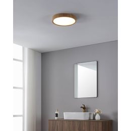 Eglo Deckenleuchte "Musurita Deckenlampe, Deckenleuchte aus Metall und Holz, IP44, Lampe", 1, &Oslash; 34cm H: 6cm, 1 Stk.braun, Wohnzimmer, Leuchten,