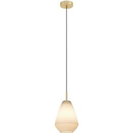 Eglo H&auml;ngeleuchte "Caprarola H&auml;ngelampe, E27, Esstischlampe, Wohnzimmerlampe, Lampe", 1, &Oslash; 20cm H: 110cm, 1 Stk.goldfarben, Leuchten, aus satiniertem