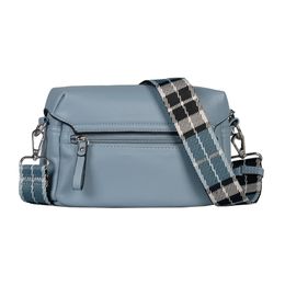 Tom Tailor Damen Handtasche "Chrissi", blau, Polyurethan, Taschen, aus weichem Lederimitat mit breitem karierten Gewebeband
