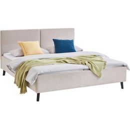 Meise M&ouml;bel Polsterbett MEISE.M&Ouml;BEL "Piano, in verschiedene Farben und Breiten erh&auml;ltlich", beige, B:166cm H:102cm L:211cm, Betten, Polsterbett, wahlweise mit schwarzem oder eichefarbigem Holzfu&szlig;