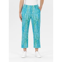 Stehmann Damen Culotte, blau, Gr. 42, gemustert, Obermaterial: 61% Viskose, 39% Polyester, Hosen, Sommerhose mit Jacquard-Muster