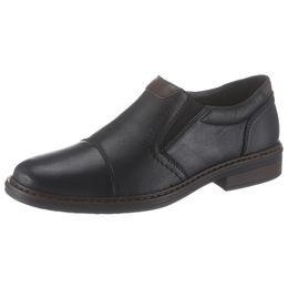 Rieker Herren Slipper, Gr. 45, schwarz, Leder, Schuhe, Anzugschuh, Business Schuh, Schlupfschuh mit stylischer Quernaht