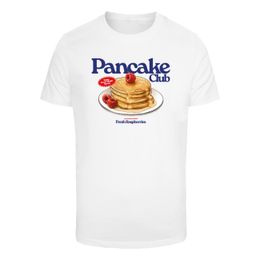 T-Shirt MisterTee "MisterTee Herren Pancake Club Tee", Damen, Gr. L, wei&szlig;, 100% Baumwolle, bedruckt, normal, Rundhals, Shirts T-Shirt
