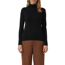 s.Oliver Damen Rollkragenshirt, schwarz, Gr. 42, Rippware, Obermaterial: 100% Baumwolle, Shirts, im Slim Fit, Langarm