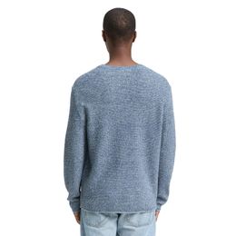 Herren Strickpulloverdenim blau wei&szlig; mouline, Gr. L, Tom Tailor Denim, unifarben, Strick, Obermaterial: 100% Polyacryl, Pullover, mit Logo Stickerei