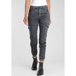 Gang Damen Cargohose "94GISELLE", schwarz, Gr. 32, unifarben, Web, Obermaterial: 81% Baumwolle, 16% Polyester, 3% Elasthan, Hosen, mit aufgesetzten
