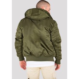 Herren Bomberjacke "MA-1 Hooded", gr&uuml;n, Gr. XXL, Alpha Industries, Obermaterial: 100% Nylon, Futter: 100% Nylon, Kapuzenfutter: 100% Polyester,