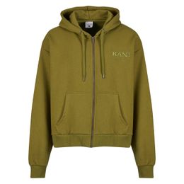 Sweatjacke Karl Kani "Karl Kani Karl Kani Retro Rhinestone Boxy Full Zip Hoodie", Herren, Gr. L, olive, 65% Baumwolle, 35% Polyester, Sweatjacken Sweatjacke
