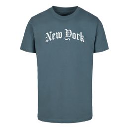T-Shirt MisterTee "MisterTee Herren New York Wording Tee", Damen, Gr. XS, dustyblau, 100% Baumwolle, bedruckt, loose fit, Rundhals, Shirts T-Shirt