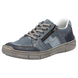 Rieker Herren Sneaker, Gr. 42, blau, Leder, kontrastfarbene Details, Basic, Schuhe, Schn&uuml;rschuh, Halbschuh, Freizeitschuh mit Rei&szlig;verschluss