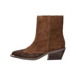 Alma en Pena Damen Bikerboots "Alma en Pena Stiefelette Veloursleder", Gr. 37camel, Veloursleder, Schuhe
