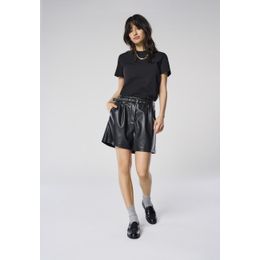 Only Damen Shorts "ONLHEIDI FAUX LEATHER SHORTS CC OTW", schwarz, Gr. M, unifarben, Web, Obermaterial: 100% Polyester, Hosen